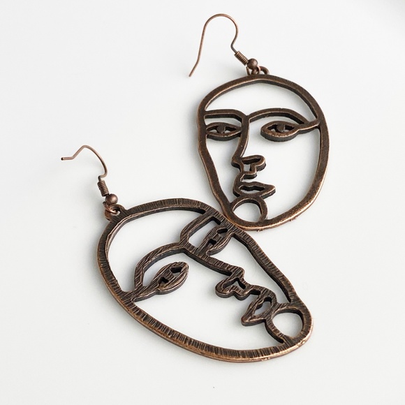 Jewelry | New Human Face Earrings Bronze Color | Poshmark